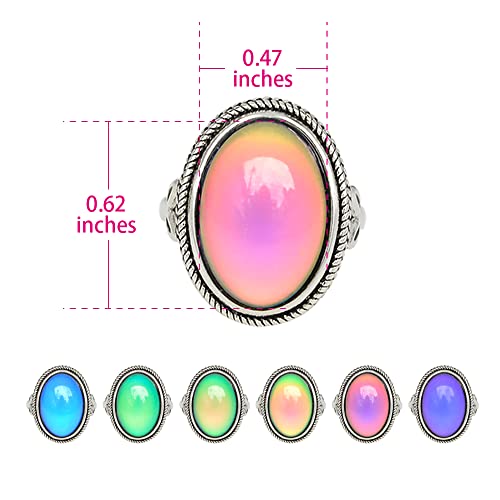 Crystal Embedded Vintage Style Brass Mood Ring with Color Change Stone ...