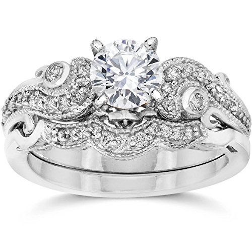 Emery 3/4Ct Vintage Black Diamond Engagement Rings in 14K White Gold ...