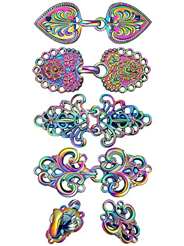 Set of 4 Vintage Cloak Brooches with Pin Clasp, Colorful Swirl Design ...