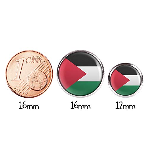 Push Back Silver Stud Earrings with Cabochon Cut Palestine Flag Design ...