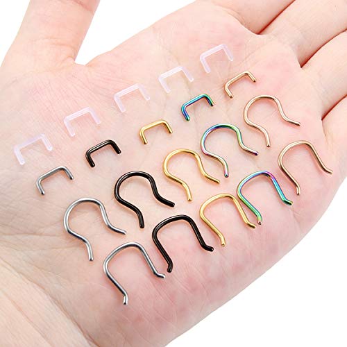 U-shaped Nose Ring - 20-Piece Unisex Ftovosyo Septum Retainer Set in ...
