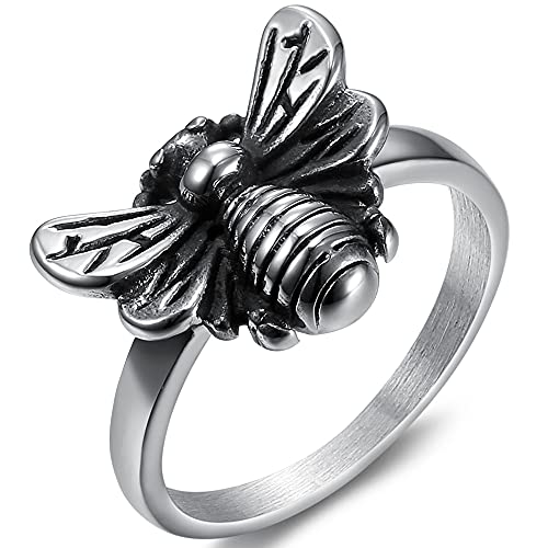 Stainless Steel Clasp-Type Bee Engagement Ring with Cubic Zirconia for ...