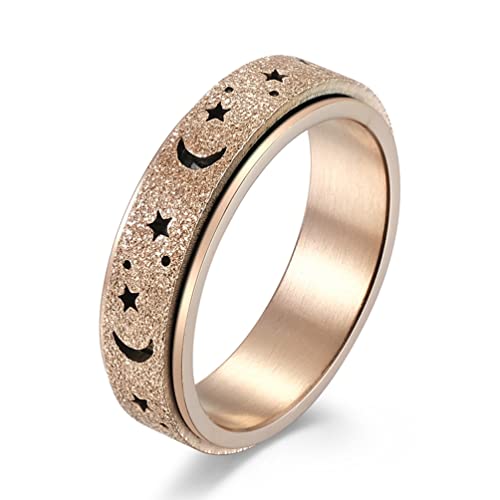 Stainless Steel Moon and Star Glow Spinner Ring: Anxiety and Stress ...